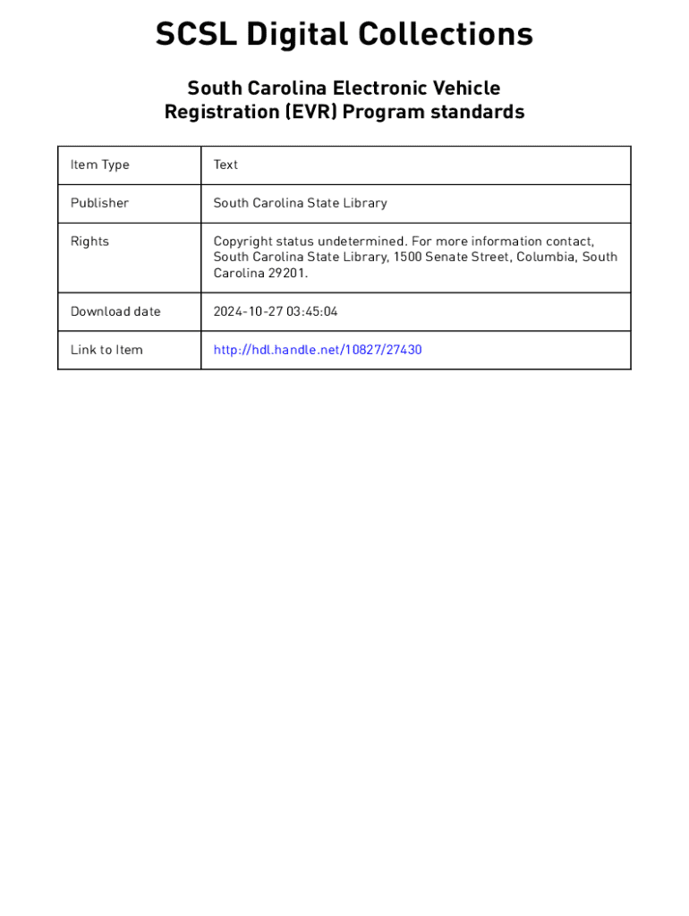Fillable Online South Carolina Electronic Vehicle Registration (EVR ...