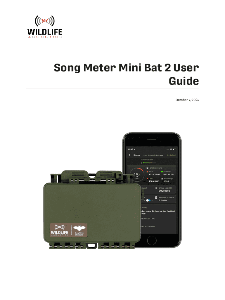Fillable Online Song Meter Mini Bat 2 User Guide Fax Email Print ...