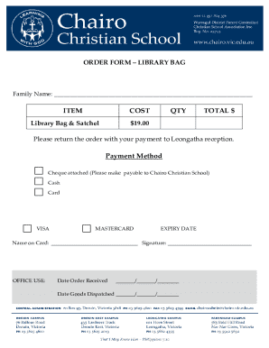 Fillable Online Library Bag Order Form Fax Email Print - pdfFiller