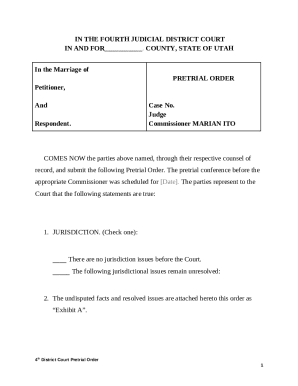 Pretrial Order Doc Template | pdfFiller