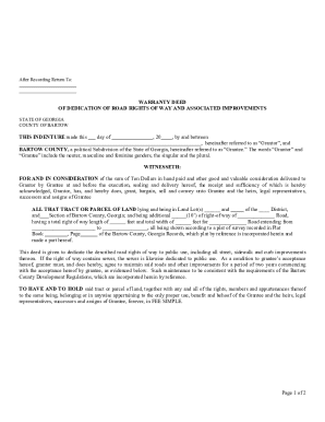 Fillable Online Warranty Deed of Dedication Fax Email Print - pdfFiller