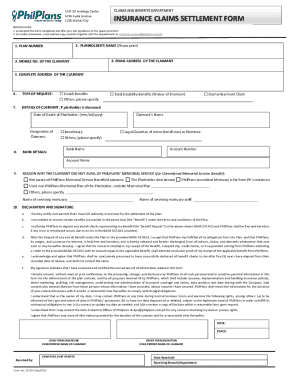 Fillable Online Insurance Claims Settlement Form Fax Email Print ...