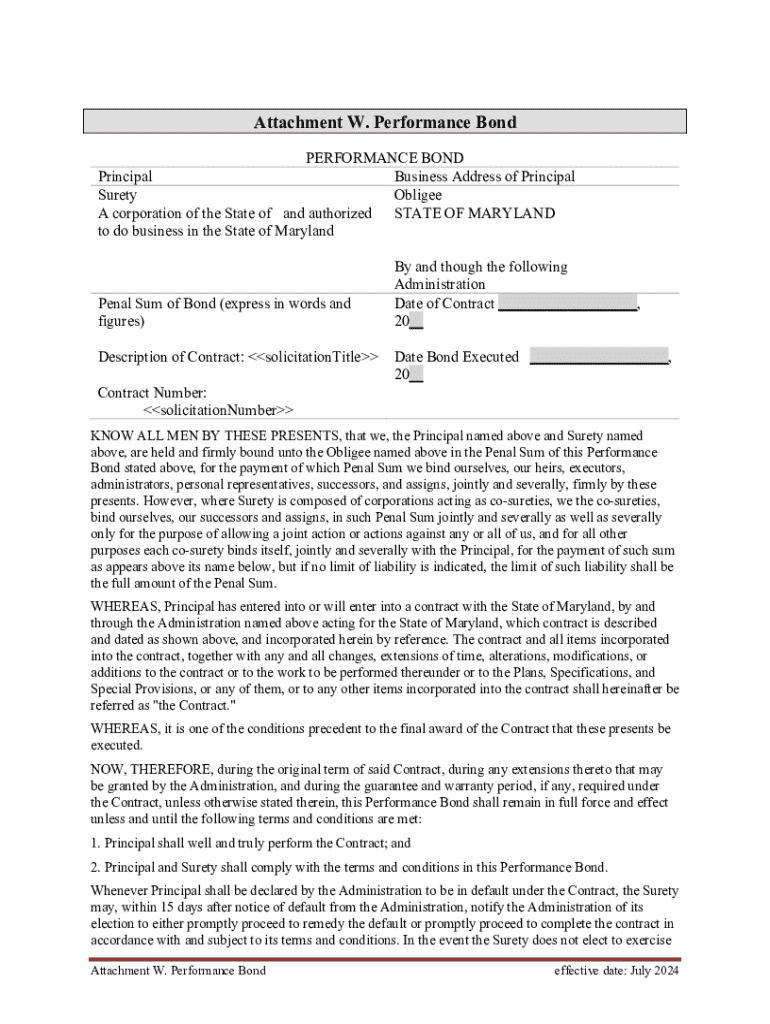 Fillable Online Performance Bond Fax Email Print - pdfFiller