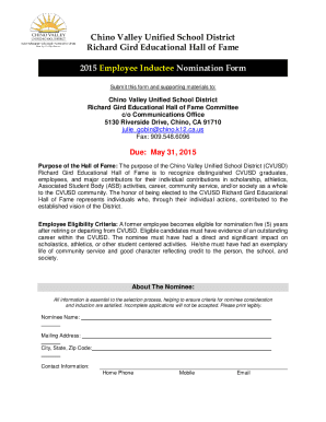 Fillable Online Richard Gird Educational Hall of Fame Nomination Fax ...