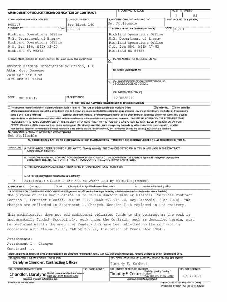 Fillable Online Amendment of Solicitation No. P00117 Fax Email Print ...