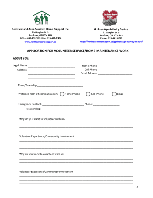 Fillable Online Volunteer Application Form Fax Email Print - pdfFiller