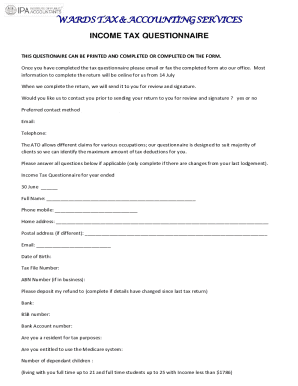 Fillable Online Wards Tax & Accounting Services Income Tax ...