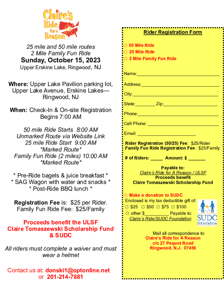 Fillable Online Rider Registration for Cycling Event Fax Email Print - pdfFiller