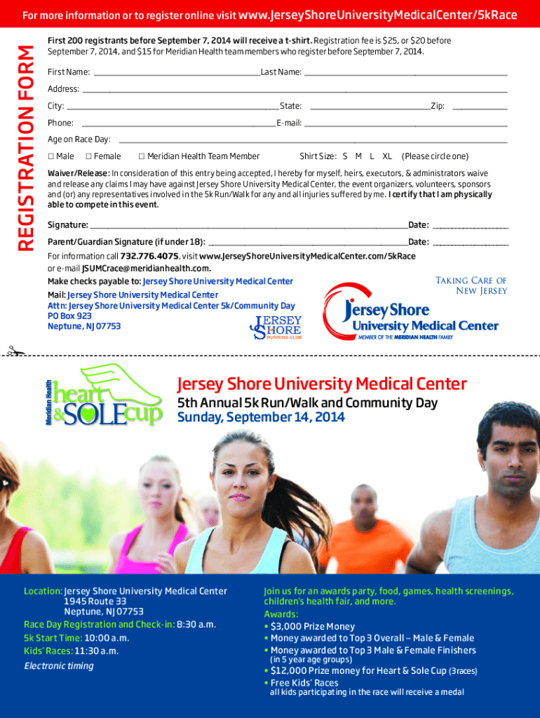 Fillable Online 5th Annual 5k Run/walk and Community Day Registration ...