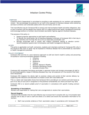 Fillable Online Infection Control Policy Fax Email Print - pdfFiller