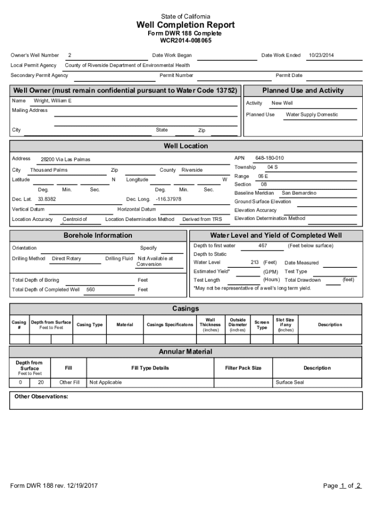 Fillable Online Well Completion Report California Form - Fill Online ...