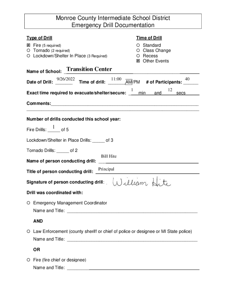 Fillable Online Monroe County Intermediate School District Emergency ...