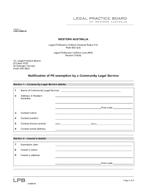 Fillable Online Notification of Pii Exemption by a Community Legal ...