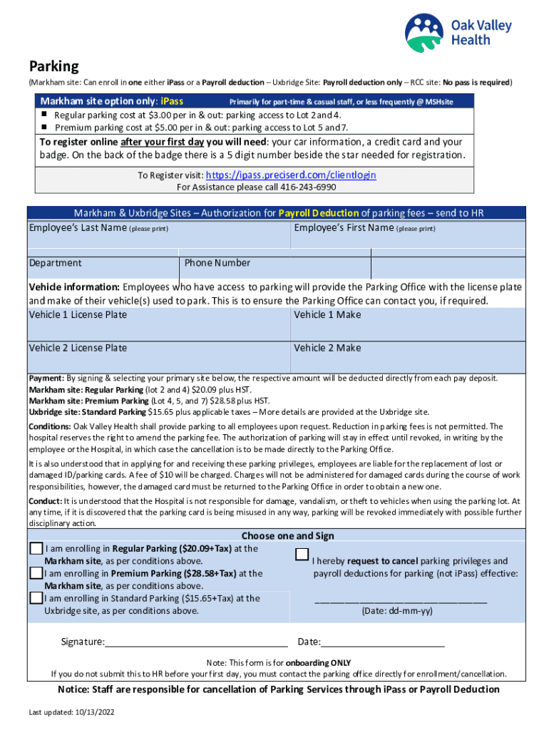 Fillable Online Parking Services Registration and Authorization Fax Email Print - pdfFiller