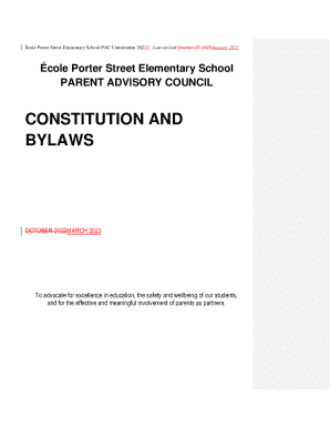 Fillable Online Constitution and Bylaws of the École Porter Street ...