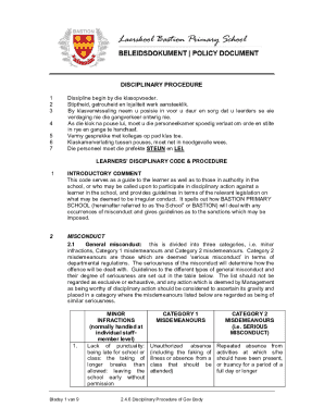 Fillable Online Learners' Disciplinary Code & Procedure Fax Email Print ...