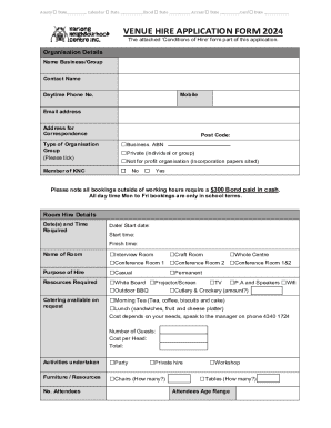 Fillable Online Venue Hire Application Form Fax Email Print - pdfFiller