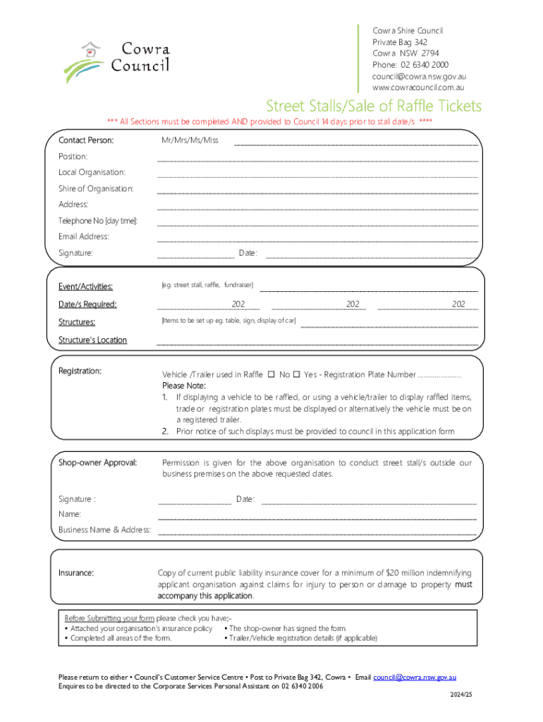Fillable Online Application for Street Stalls and Raffle Ticket Sales Fax Email Print - pdfFiller