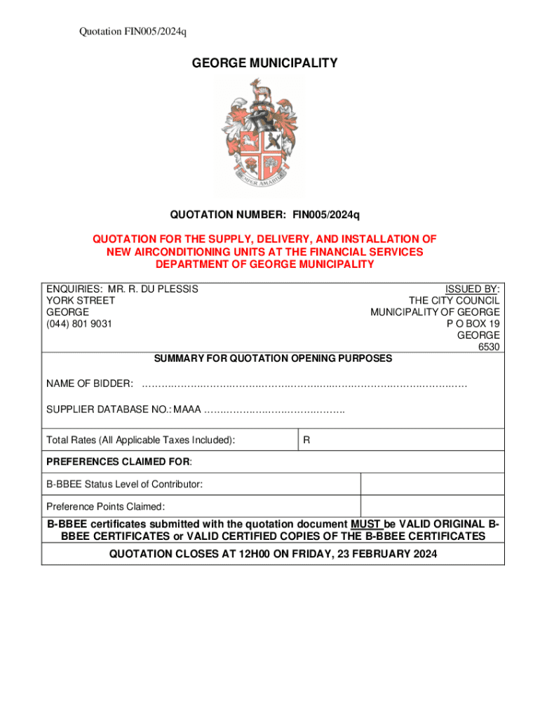 Fillable Online Quotation for the Supply, Delivery and Installation of ...