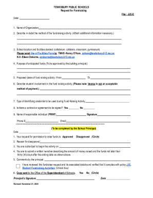 Fillable Online Tewksbury Public Schools Fundraising Request Form Fax ...