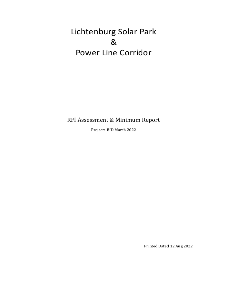 Fillable Online Assessment Report for the Lichtenburg Solar Park ...