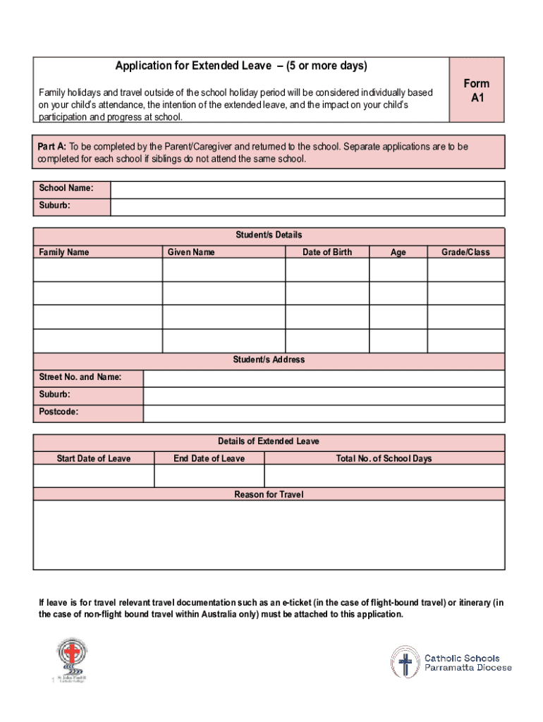 Fillable Online Application for Extended Leave – (5 or More Days) Fax ...
