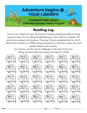 Fillable Online Reading Log for Campers Fax Email Print - pdfFiller