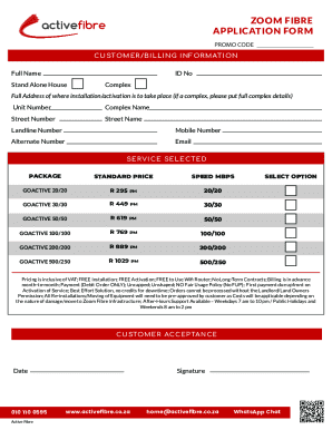 Fillable Online Zoom Fibre Application Form Fax Email Print - pdfFiller