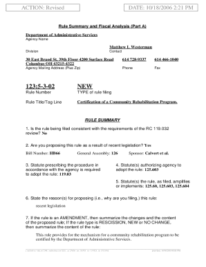 Fillable Online Rule Summary and Fiscal Analysis (part a) Fax Email ...