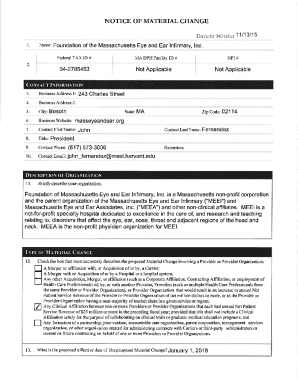 Fillable Online Notice of Material Change for the Foundation of ...