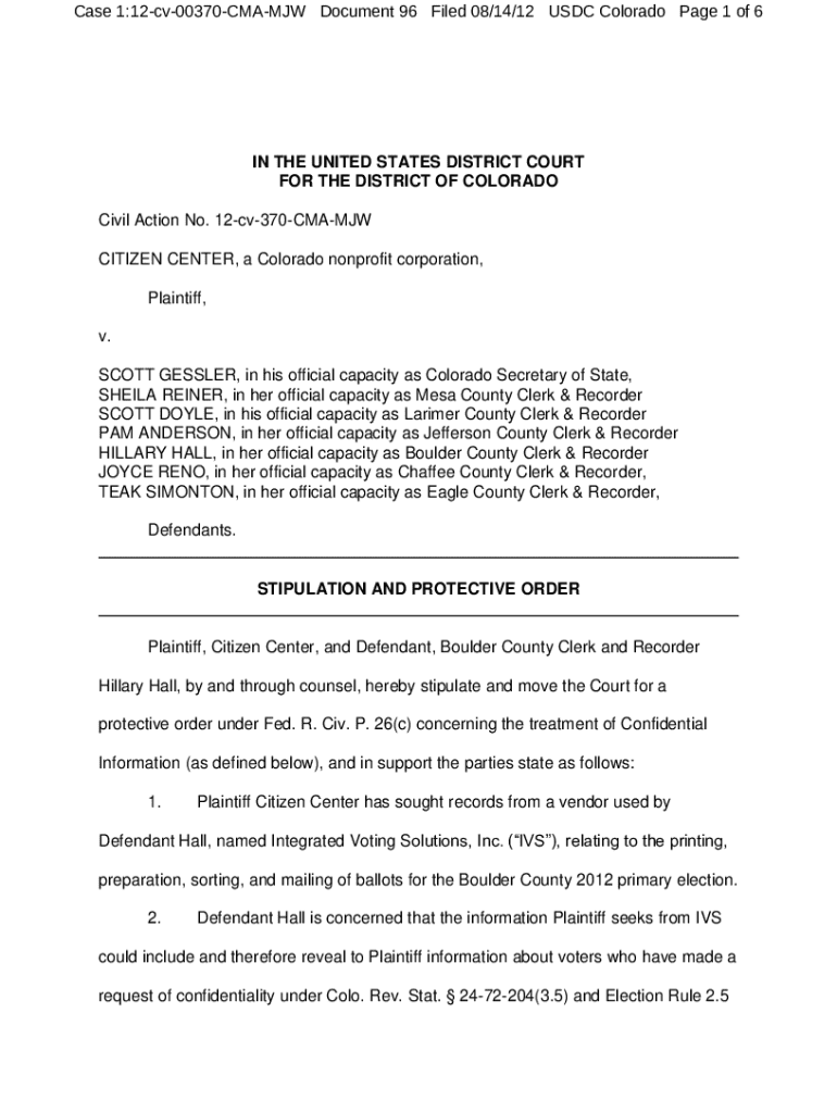 Fillable Online Stipulation and Protective Order Fax Email Print ...