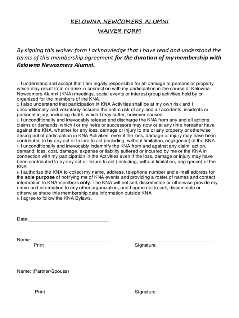 Fillable Online By signing this waiver form I acknowledge that I have ...