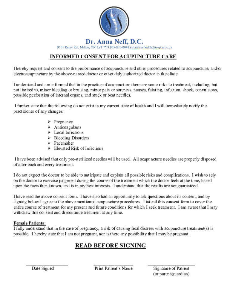 Fillable Online Informed Consent for Acupuncture.doc Fax Email Print ...