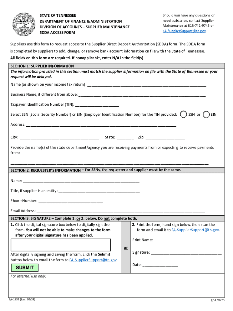 Fillable Online supplier maintenance sdda access form Fax Email Print - pdfFiller