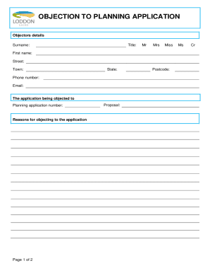 Fillable Online Objection to Planning Application Fax Email Print ...