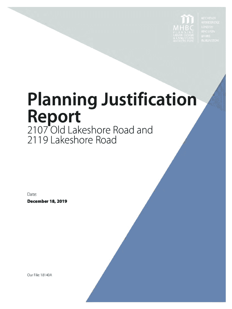 Fillable Online Planning Justification Report for 2107 Old Lakeshore ...