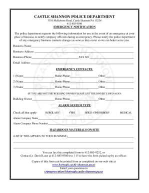 Fillable Online Emergency Notification for Businesses Fax Email Print - pdfFiller