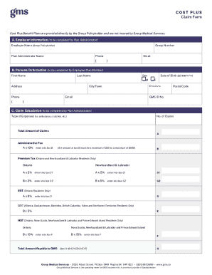 Fillable Online Cost Plus Claim Form Fax Email Print - pdfFiller