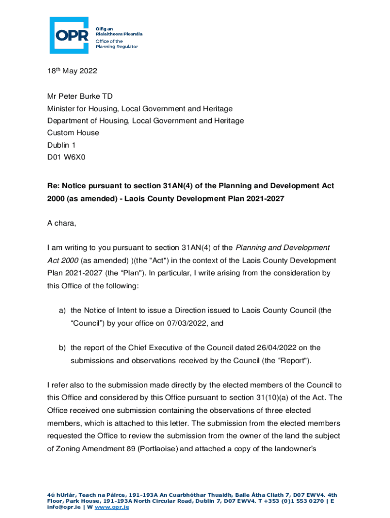 Fillable Online Direction Pursuant to Section 31an(4) of the Planning ...