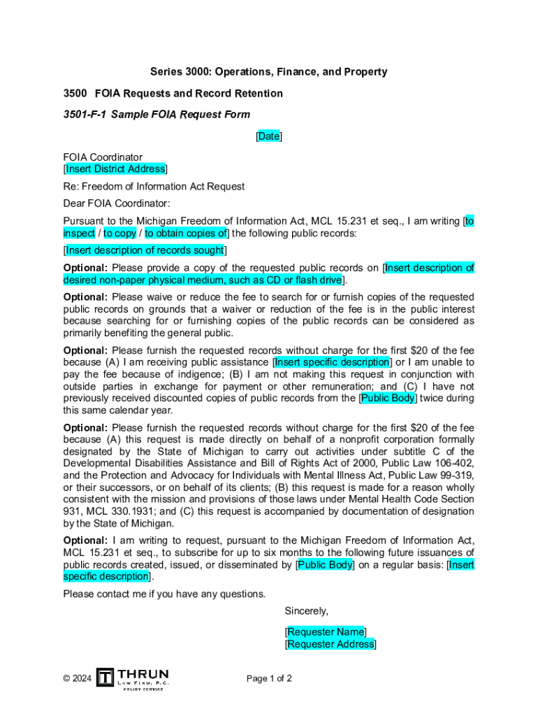 Fillable Online 3501-F-1 Sample FOIA Request Form.docx Fax Email Print ...