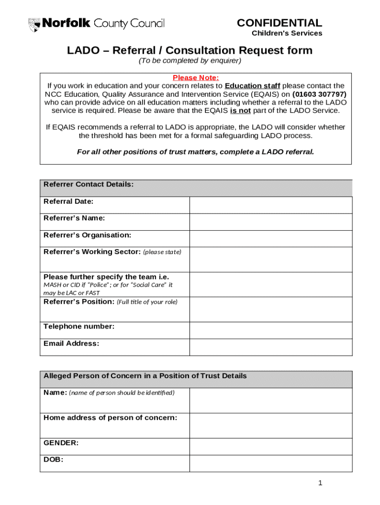 Lado – Referral / Consultation Request Doc Template | pdfFiller