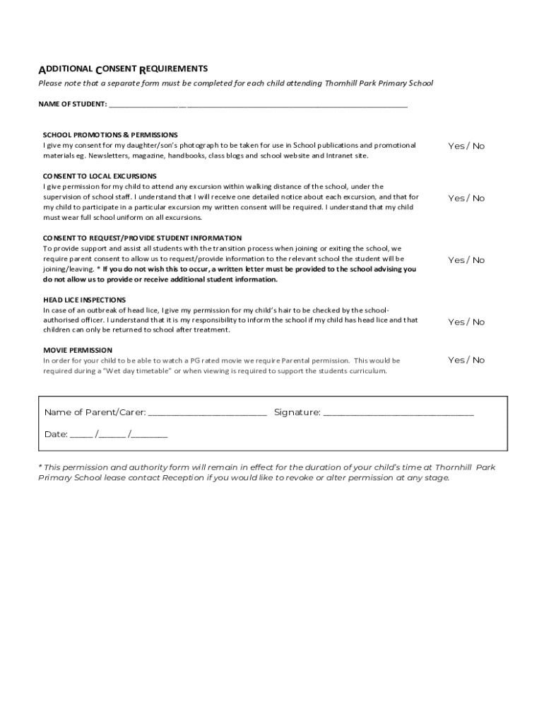 Fillable Online ADDITIONAL CONSENT REQUIREMENTS Fax Email Print - pdfFiller
