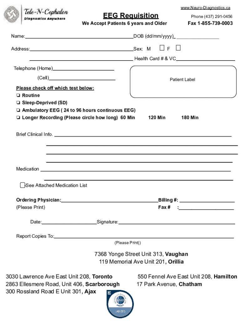 Fillable Online Eeg Requisition Form Fax Email Print - pdfFiller