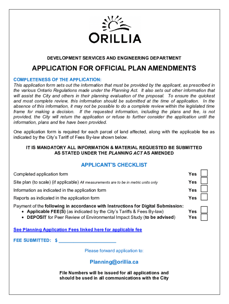 Fillable Online Application for Official Plan Amendments Fax Email Print - pdfFiller
