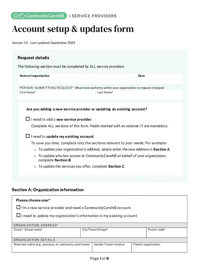 Fillable Online Communitycarenb Service Provider Form Fax Email Print ...