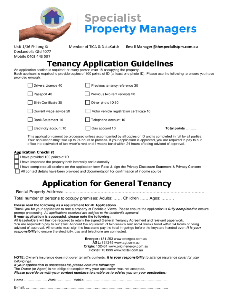 Fillable Online Tenancy Application for Residential Property Fax Email Print - pdfFiller