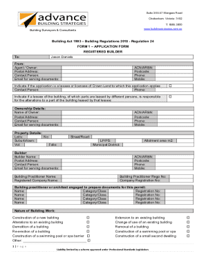 Fillable Online Building Act 1993 – Building Regulations 2018 ...