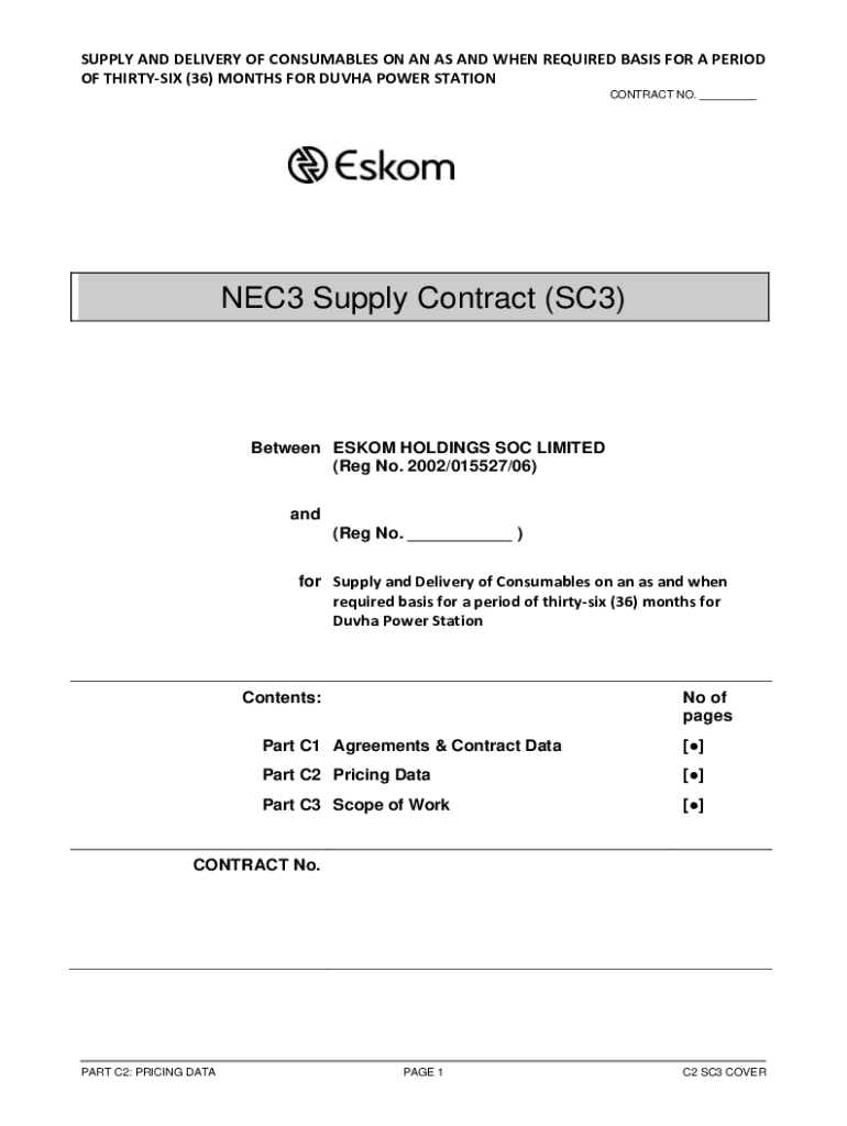 Fillable Online SUPPLY AND DELIVERY OF CONSUMABLES ON AN AS AND WHEN ...