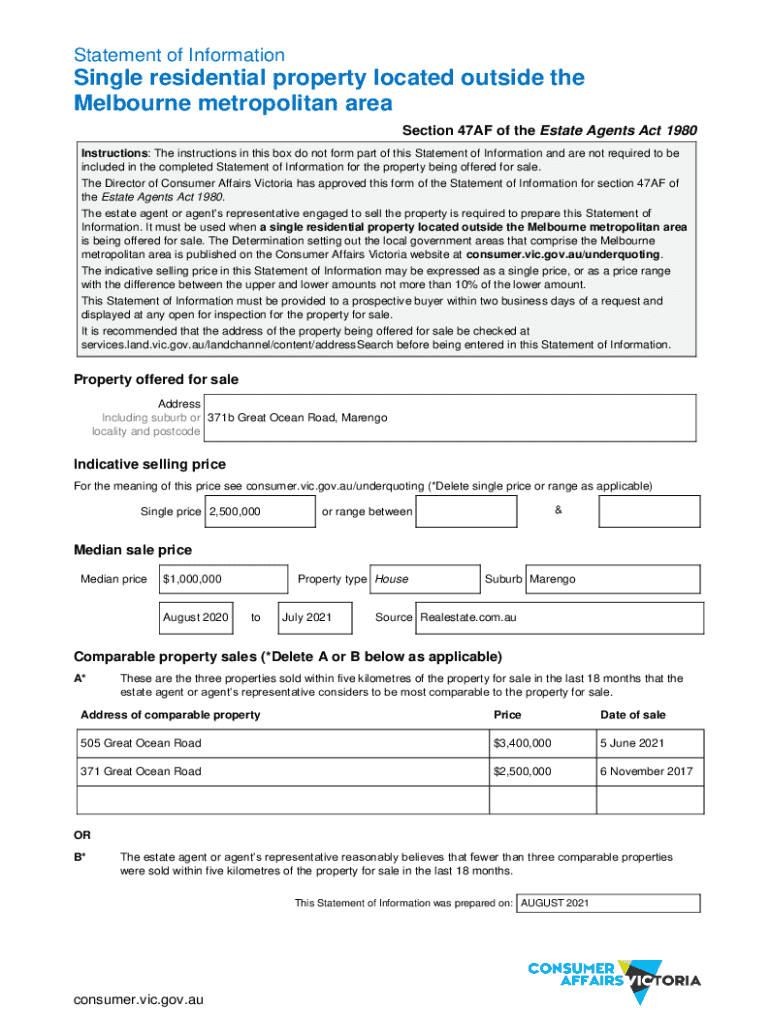 Fillable Online Statement of Information for Residential Property Sale ...