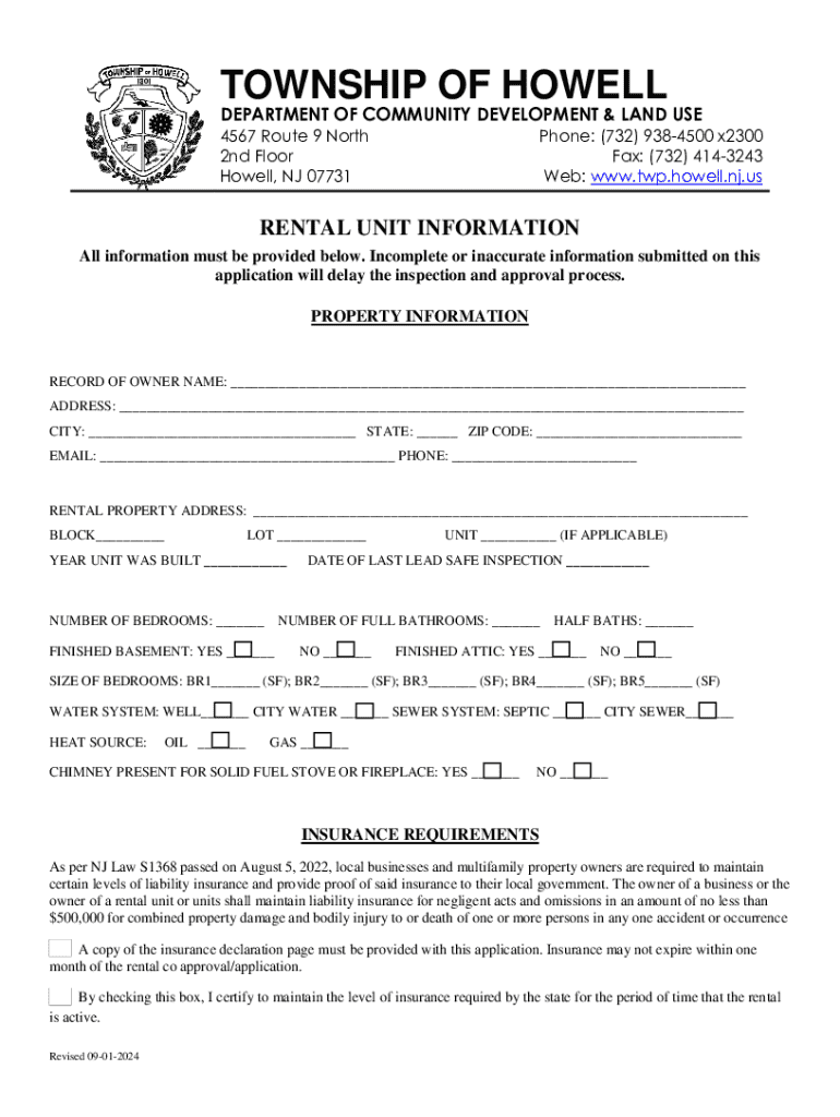 Fillable Online Single Unit Rental Certificate Application-Rev-2024-09 ...